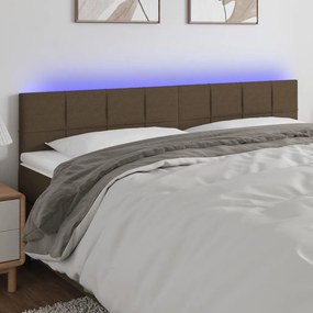 Čelo postele s LED tmavě hnědé 180x5x78/88 cm textil 3121629