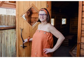 Nelly Dámská saunová sada - oranžová - kilt, žíňka, čelenka, gumička, turban