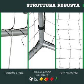 SPORTNOW Fotbalová branka 180x120x60 cm se šrouby a kolíky, šedá fotbalová síť z PE a kovu