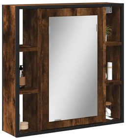 Petromila Koupelnová skříňka se zrcadlem kouřový dub 60x16x60 cm kompozit