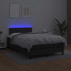 Box spring postel s matrací a LED černá 120 x 190 cm umělá kůže 3270123