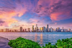 Vícedílný obraz Panorama Miami Při Západu Slunce Nedostatek Nedostatek Plátno Canvas 120x80