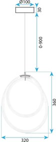 Toolight Toolight, LED závěsné svítidlo G021-CP, bílá-zlatá, OSW-06372