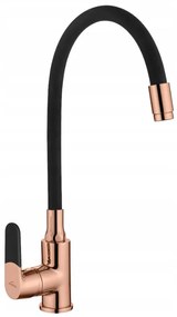 Invena Glamour, stojánková dřezová baterie s flexibilním ramenem, černá-růžové zlato, BZ-08-L14-V