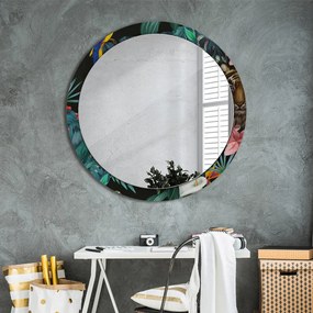 Kulaté dekorativní zrcadlo na zeď Les v džungli fi 100 cm