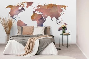 Samolepící tapeta mapa světa v odstínech oranžové - 300x200 cm