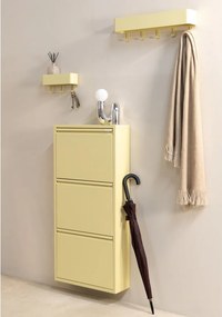 Světle žlutý ocelový výklopný/závěsný botník 50x103x15 cm Billy – Spinder Design