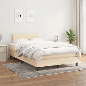 vidaXL Box spring postel s matrací 120x200 cm textil [3140125] Barva: krémová