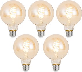 Sada 5 chytrých stmívatelných LED žárovek E27 G95 jantarových 4,9W 320 lm 2500K Zigbee