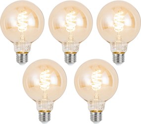 Sada 5 ks Chytré stmívatelné LED žárovky E27 G95 jantarové 4,9 W 320 lm 2500 K