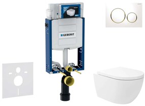 Geberit Kombifix - Set předstěnové instalace, klozetu Oudee Vortex a sedátka softclose, tlačítko Sigma20, bílá/pozlacená SANI15CA3182