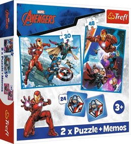 Puzzle trefl sada 3v1 avengers: hrdinovévakci (2 × puzzle + pexeso)