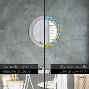 Kulaté dekorativní zrcadlo Geometrické slunečnice fi 60 cm