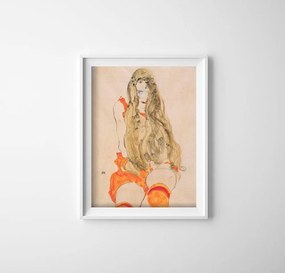 Plakát Sedící dívka s padající vlasy egon schiele