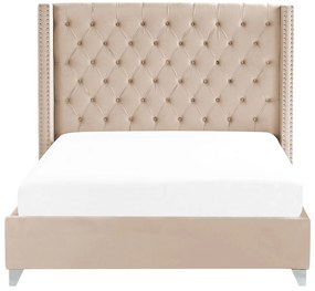 Béžová čalouněná postel s rámem LUBBON 160 x 200 cm Beliani