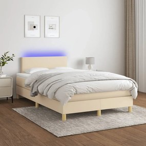 Box spring postel s matrací a LED krémová 120x190 cm textil 3270079