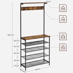 Předsíňový věšák s botníkem Kotona 68 cm hnědý