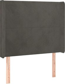 Čelo postele s LED tmavě šedé 93 x 16 x 118/128 cm samet 3123805
