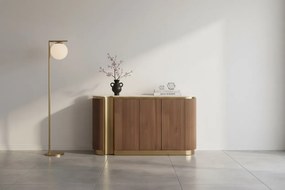 Komoda Stilig ST917 158 cm ořech/zlatá/travertin