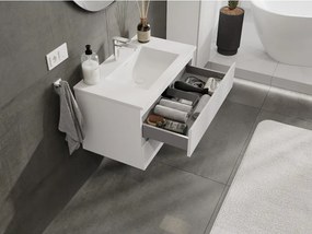 Mexen Rivel, koupelnová skříňka 80 cm s umyvadlem Otis, 2 zásuvky, drážkovaná, bílá matná, 91A20-08047-2-BFF01-W18M01