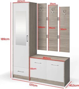 Předsíňová sestava se skříní Maxi dub sonoma/bílý mat