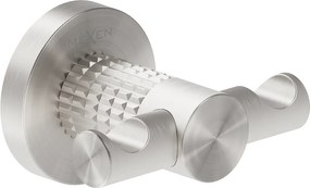 Mexen Triv, nástěnný dvojitý háček na ručníky, broušená ocel, 70A33012-97