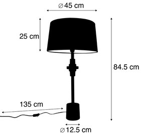 Stolní lampa v art deco stylu zlatá s černým bavlněným stínítkem 45 cm - Diverso