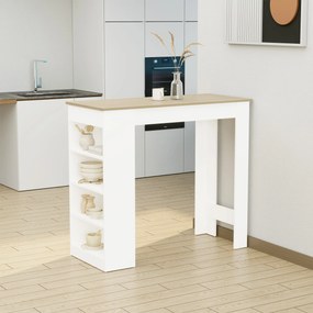 HOMCOM barový stůl pro 2 osoby, vysoký bistro stůl se 4 otevřenými policemi pro malé prostory — kuchyně a obývací pokoj, 115 x 50 x 102,7 cm, moderní…