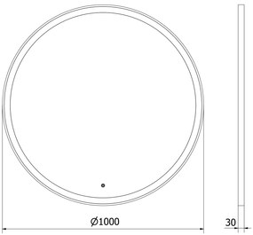 Mexen Esso, kulaté LED podsvícené koupelnové zrcadlo 100 cm, 6000K, topná podložka proti zamlžování, zlatý rám, 9825-100-100-611-50