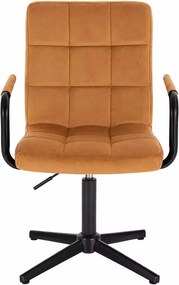 LuxuryForm DESIGN Otočná židle VERONA BLACK VELUR na černém kříži - medová