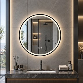 HOMCOM kulaté LED zrcadlo Ø 60 cm s Bluetooth, černé
