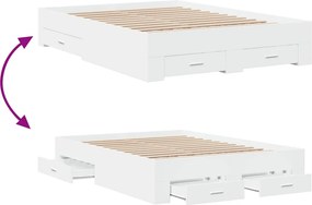 Rám postele se zásuvkami bílý 120 x 190 cm kompozitní dřevo 3280412