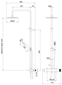 Sapho Sapho, ULTRASAN sprchový sloup s pákovou s baterií, kulatý, chrom, UT139V
