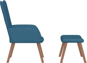 Relaxační křeslo se stoličkou modré samet 327676
