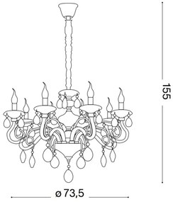Ideal Lux - Křišťálový lustr na řetězu NEGRESCO 8xE14/28W/230V pr. 73,5 cm čirá
