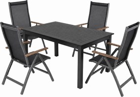 Doppler EXPERT antracit Wood Plus - zahradní souprava polohovací 4+1