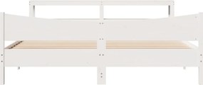 Rám postele s čelem bílý 200 x 200 cm masivní borové dřevo 3306292