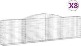 Klenuté gabionové koše 8 ks 400x30x100/120cm pozinkované železo 3146872