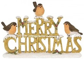 Dekorativní nápis MERRY CHRISTMAS s ptáčky