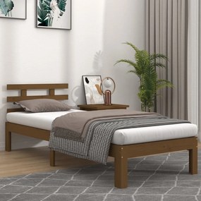 Rám postele medově hnědý masivní dřevo 90 x 200 cm,  814742 HangarStore.cz