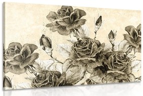 Obraz vintage kytice růží v sépiovém provedení Varianta: 90x60