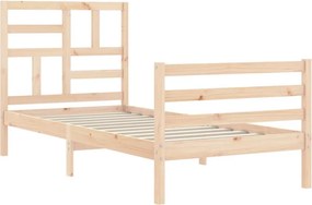 Rám postele s čelem 100 x 200 cm masivní dřevo 3194886