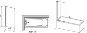 Ravak PVS1-80 79840100Z1 vanová zástěna bílá+transparent