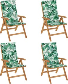 Skládací polohovací křesla s polštáři 4 ks, masivní teak 3196475
