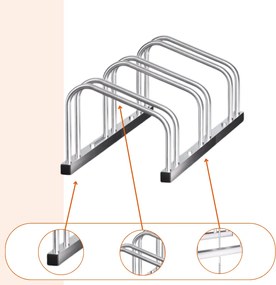 Stojan na 3 kola BIKE, 84x32x27cm, stříbrná Jurhan