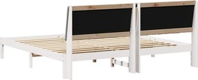 Rám postele s čelo Bílá 200 x 200 cm Masivní borové dřevo 3394402