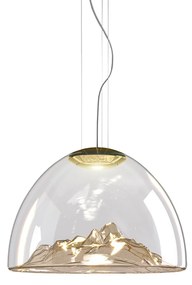 Axolight Mountain View, designové svítidlo z foukaného ambrového skla / zlatá, 16W LED stmívatelné, prům. 55cm