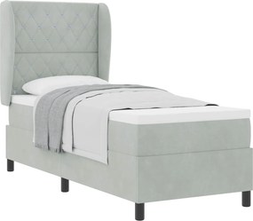 Postel s boxspringem s čelo Světle šedá 200 x 80 cm samet 3340844