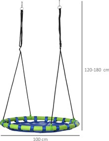 Houpací hnízdo Outsunny - nastavitelné pro děti 3-8 let, nosnost 150 kg, venkovní Ø100x120-180 cm Modrá