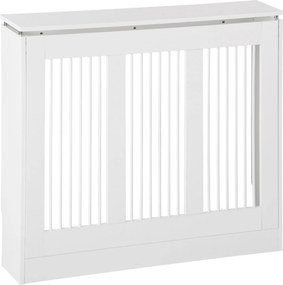 HOMCOM Bílý Kryt Radiátoru 90x18x84 cm MDF Moderní Design Vertikální Regál na Radiátor do Obývacího Pokoje a Ložnice